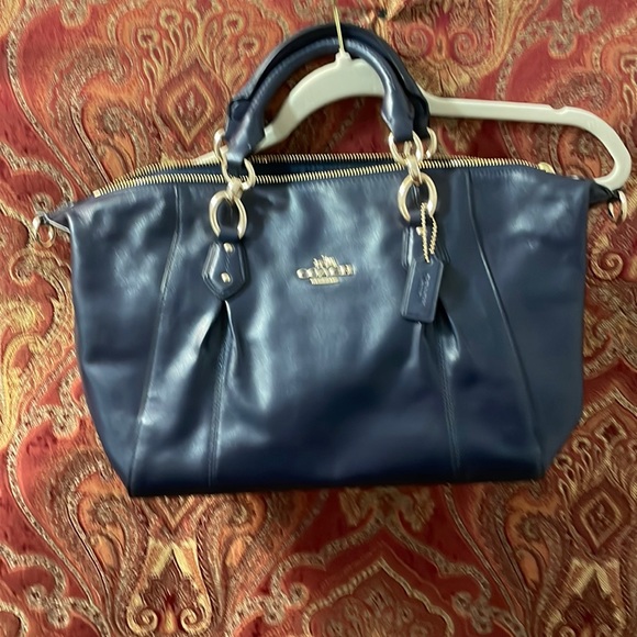 Coach | Bags | Coach Blue Leather Handbag | Poshmark